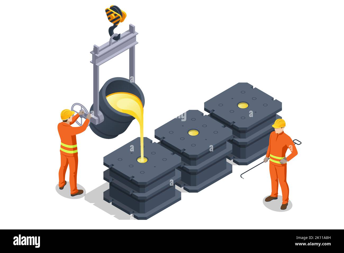 Blast furnace pouring molten steel Stock Vector Images - Alamy