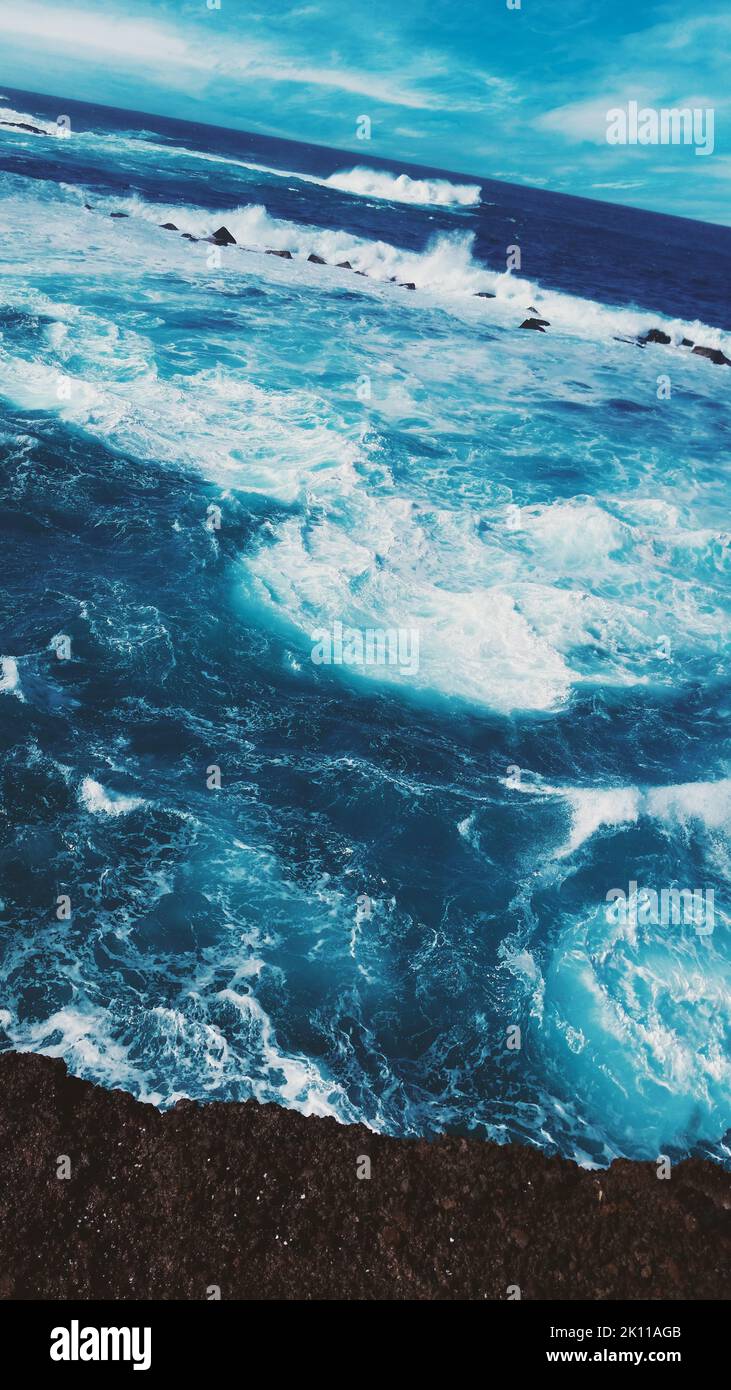 Big Ocean Waves In Tenerife beach, Canary Islands, Spain Stock Photo ...