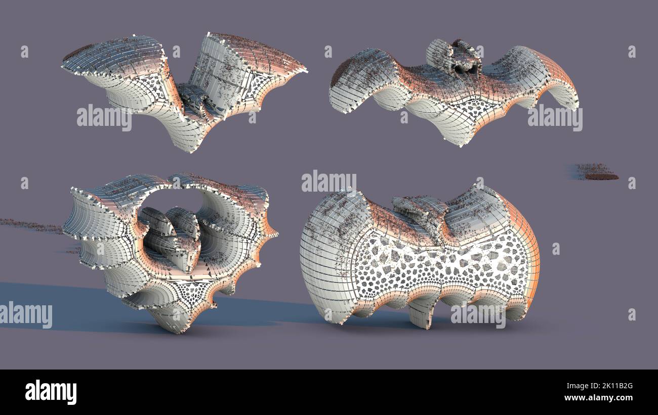 A 3D Illustration of an architectural structure based on the shape and ...