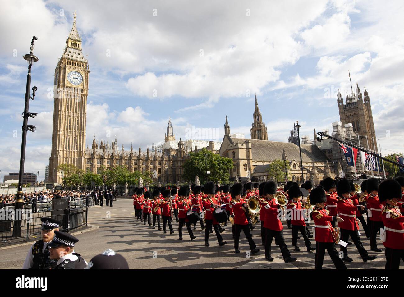 Soldiers leave after the coffin carrying Queen Elizabeth II makes its ...