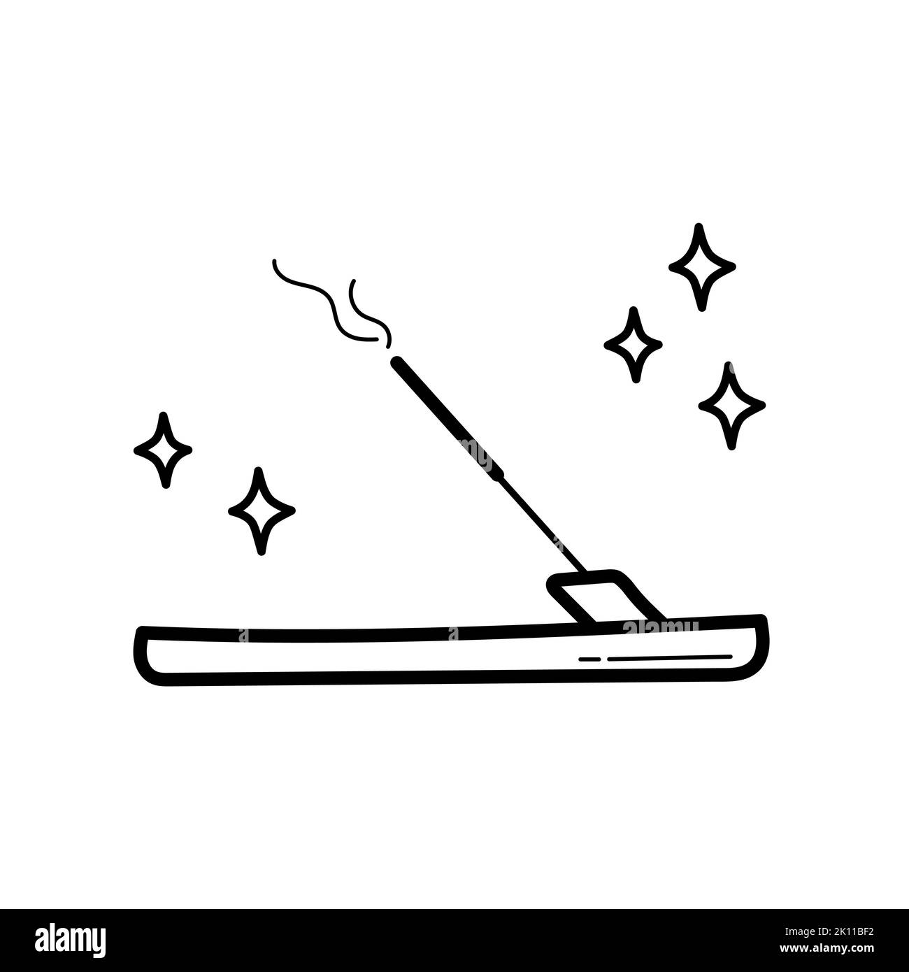 Aromatic stick on a wooden stand. Vector doodle isolated illustration ...