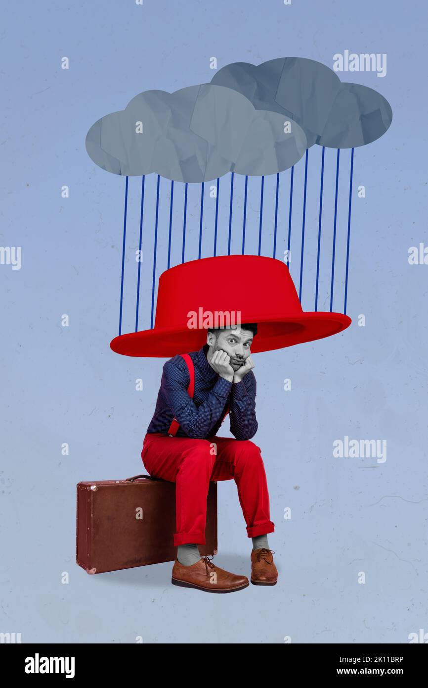 Vertical creative collage image of upset sad depressed man frustrated ...