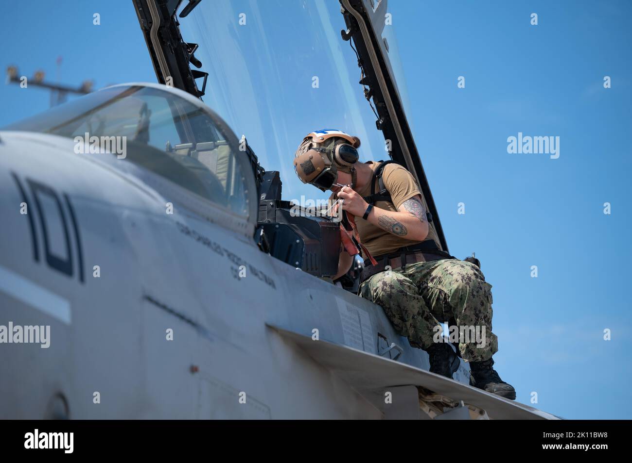 A U.S. Sailor with Strike Fighter Squadron (VFA) 2, Naval Air Station ...