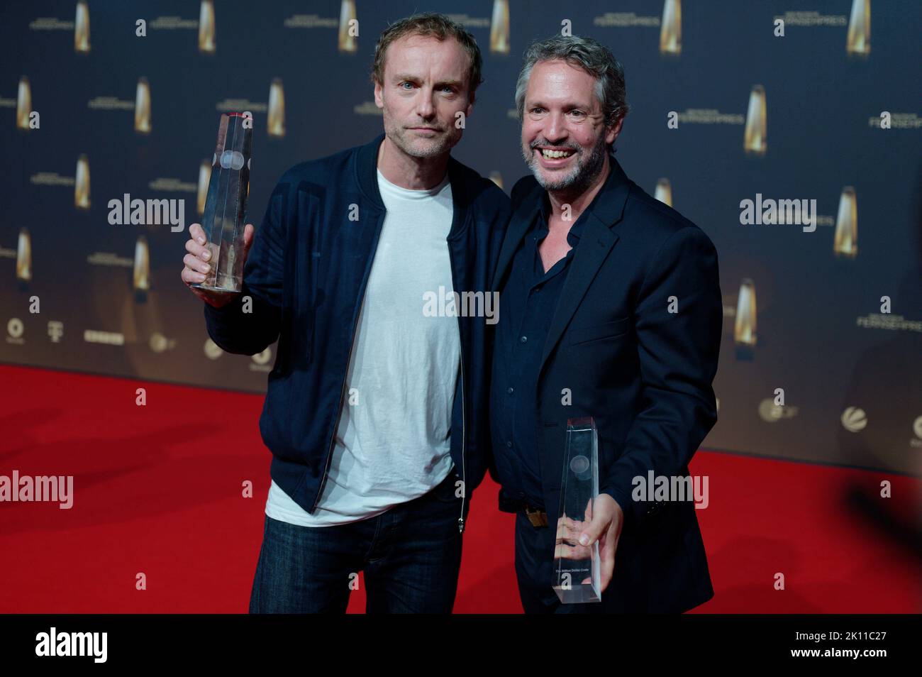 Cologne, Germany. 14th Sep, 2022. Actor Mark Waschke (l) and director ...