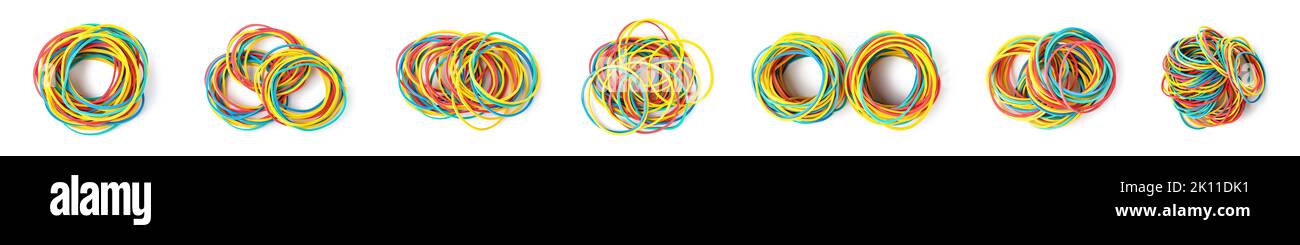 Set of colorful rubber bands isolated on white, top view Stock Photo ...
