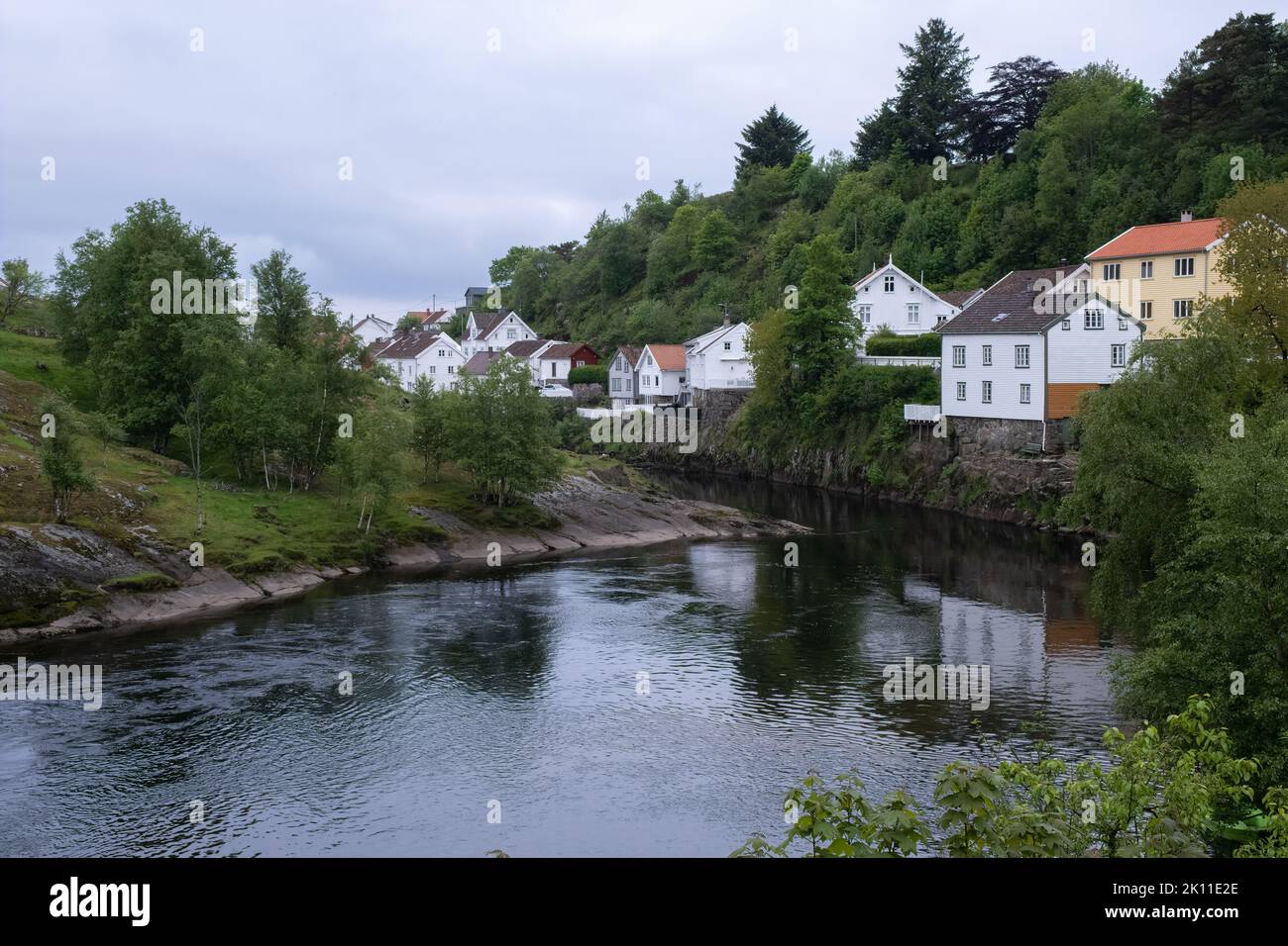 Sogndalstrand, Norway - June 1, 2022: View of the harbor village and ...