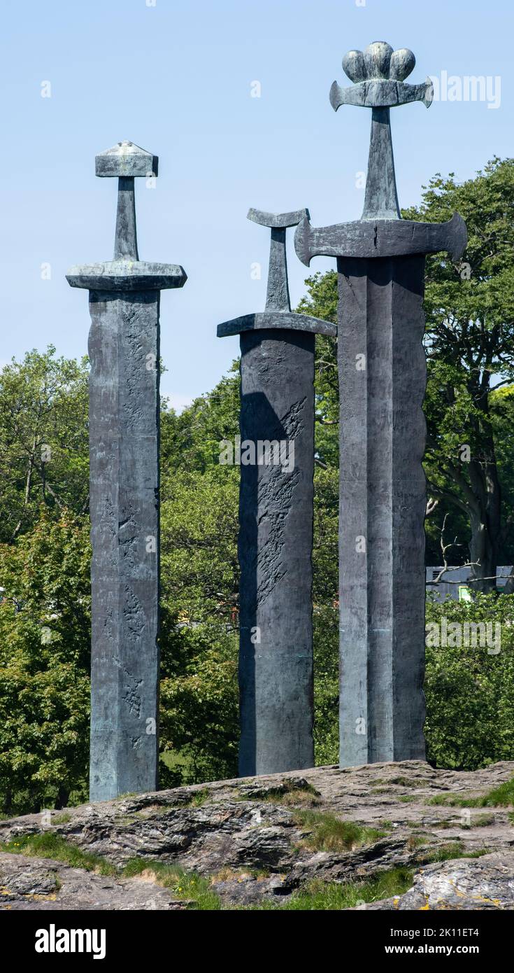 Hafrsfjord, Norway - June 4, 2022: Sverd i fjell (Swords in Rock) is a ...