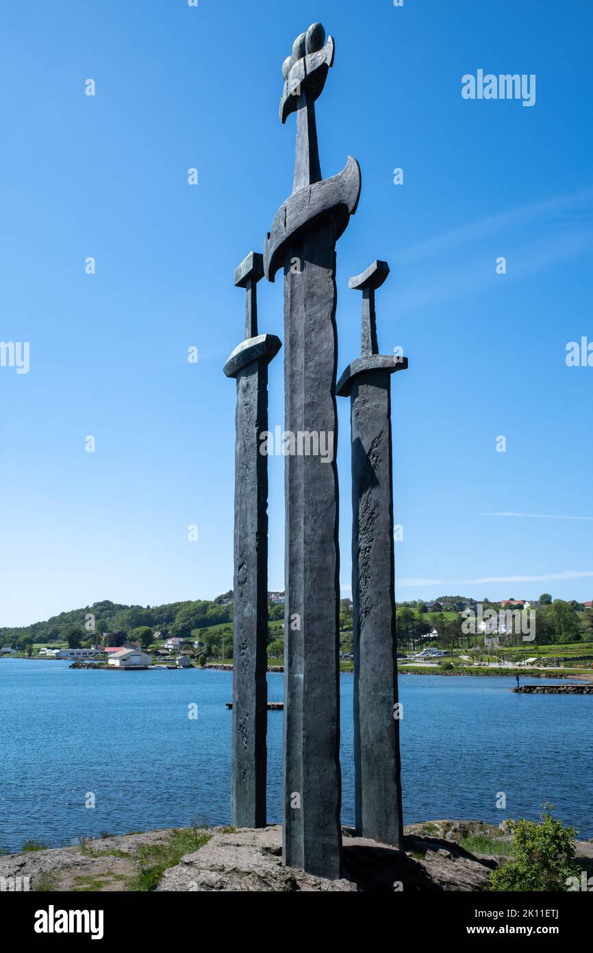 Hafrsfjord, Norway - June 4, 2022: Sverd i fjell (Swords in Rock) is a ...