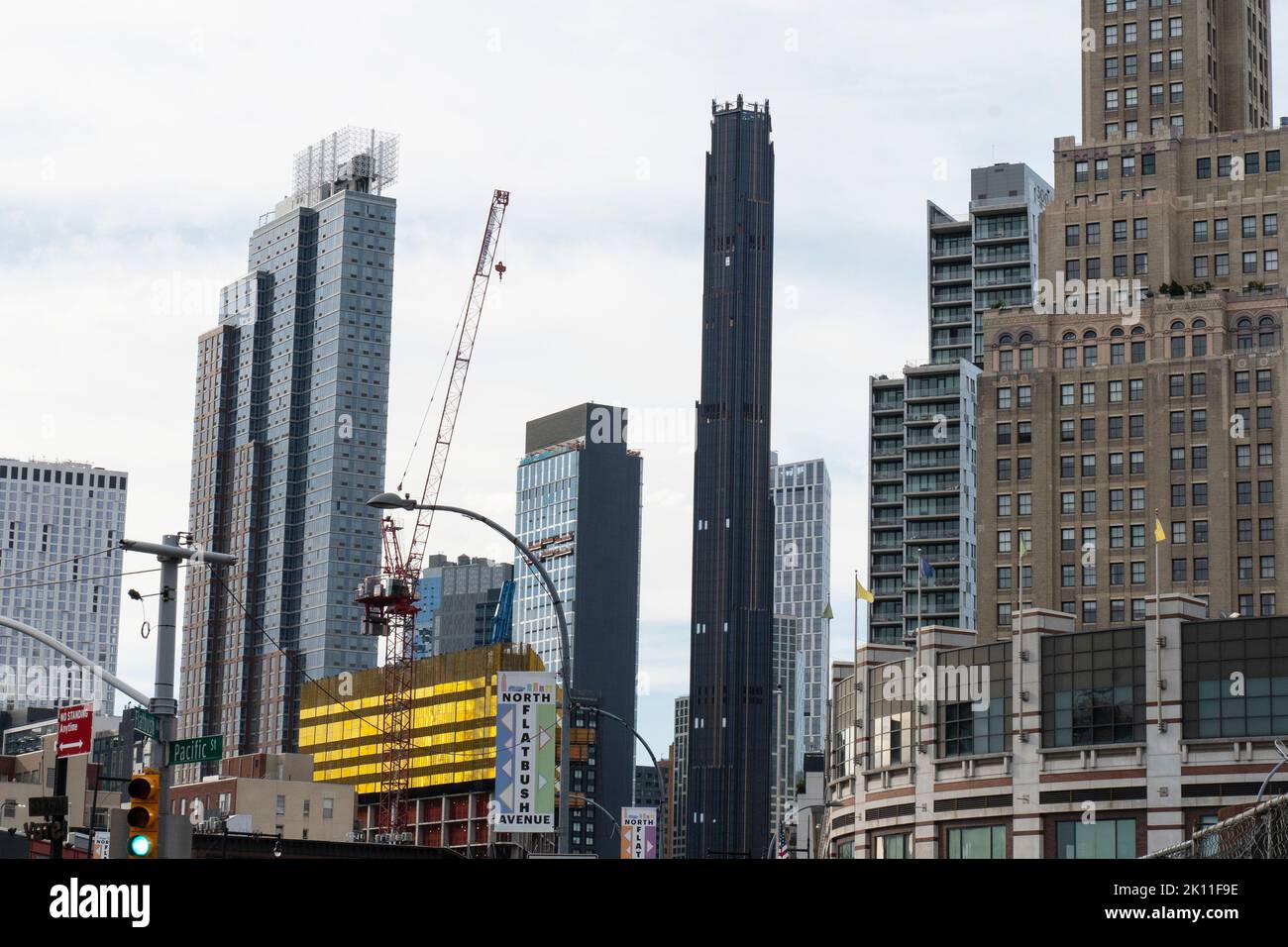 View of Downtown Brooklyn from Flatbush Avenue, New Buildings in ...
