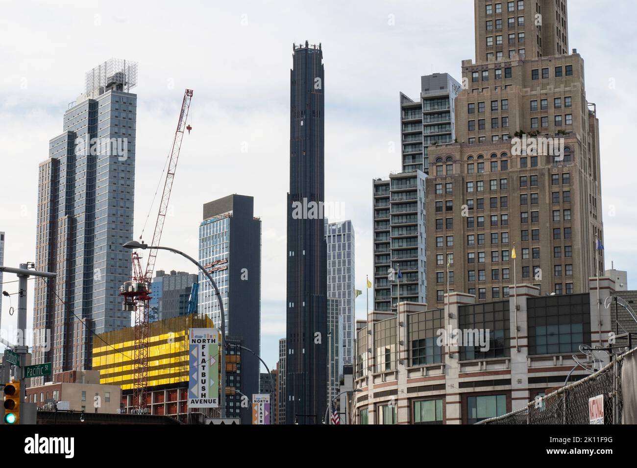 View of Downtown Brooklyn from Flatbush Avenue, New Buildings in ...