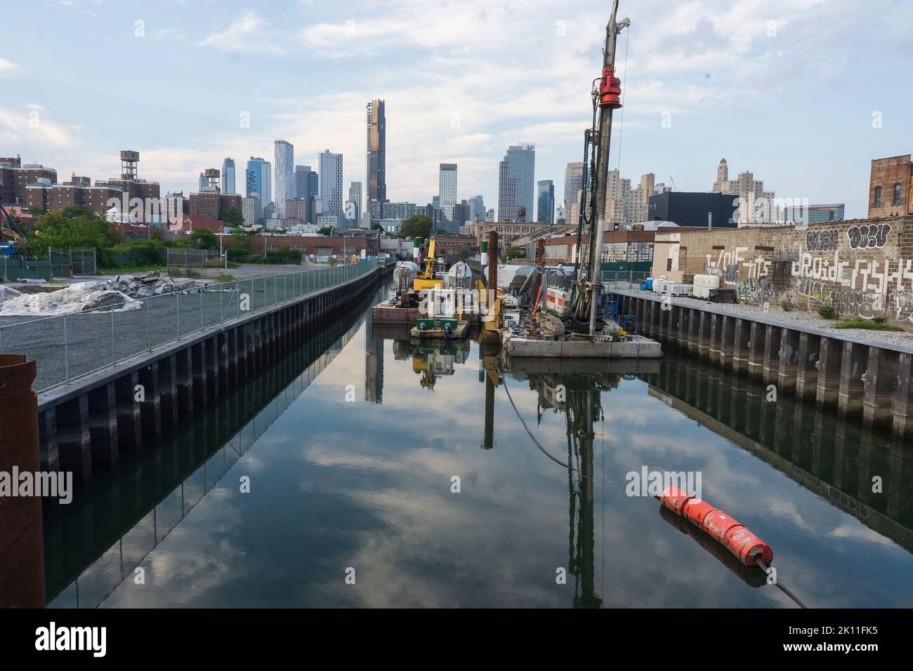 The Gowanus Canal in the Gowanus Neighborhood of Brooklyn, Barges and ...