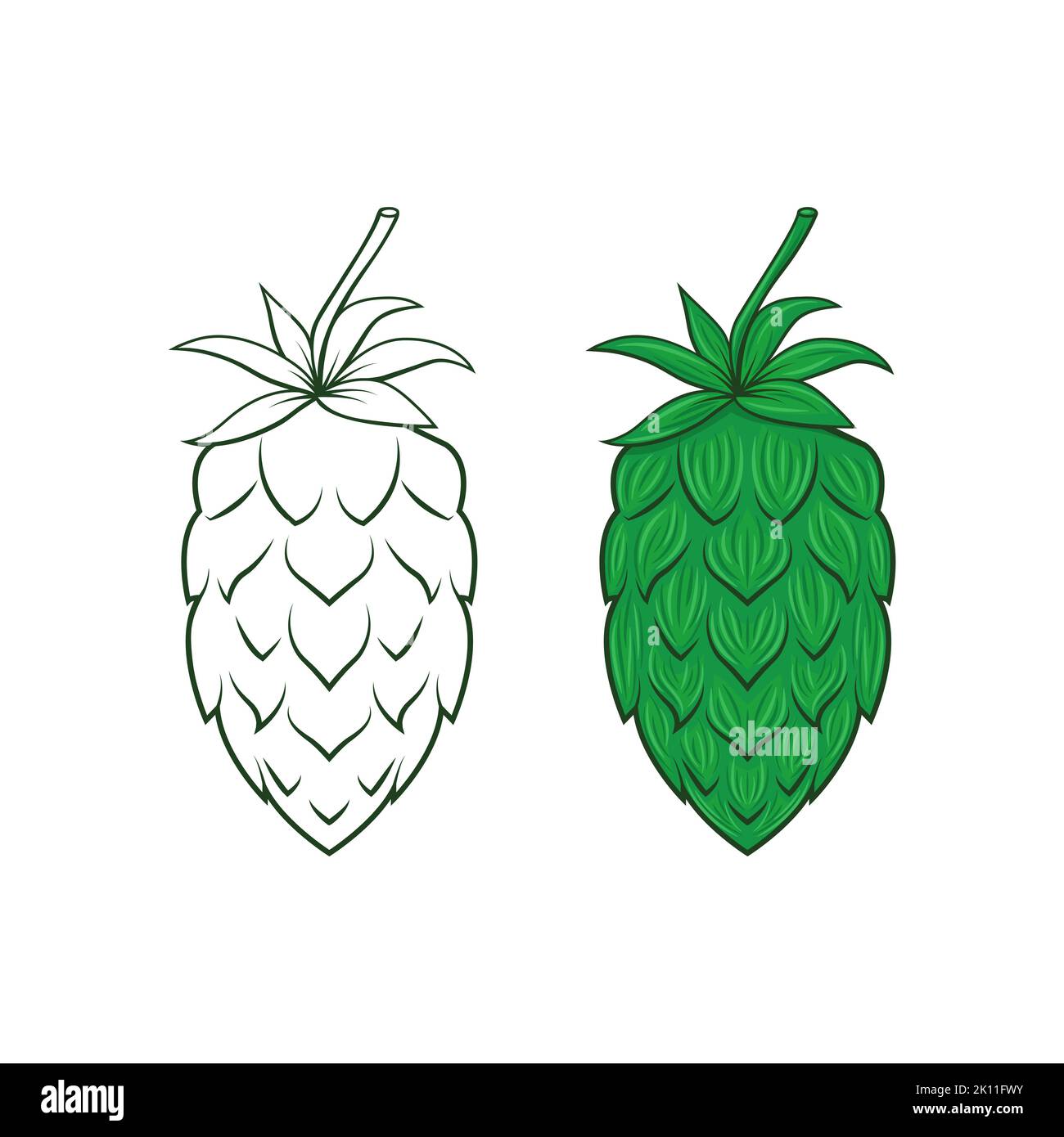 Vector Colored Hand Drawn Cartoon Hop for Emblem, Logo, Print. Hop Icon ...