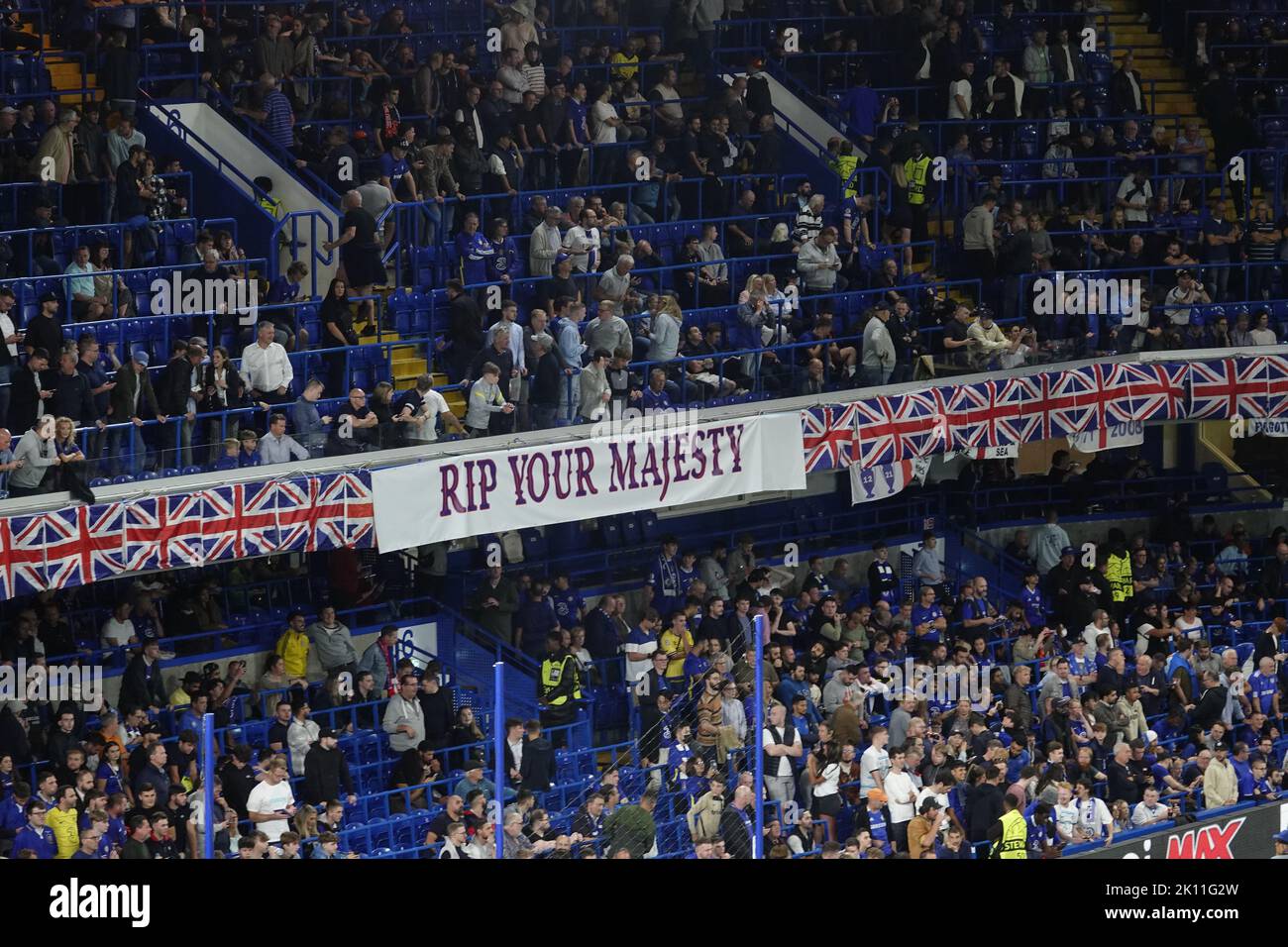 Chelsea, London, UK. 14th Sep, 2022. Banner tributes to HRH Queen ...