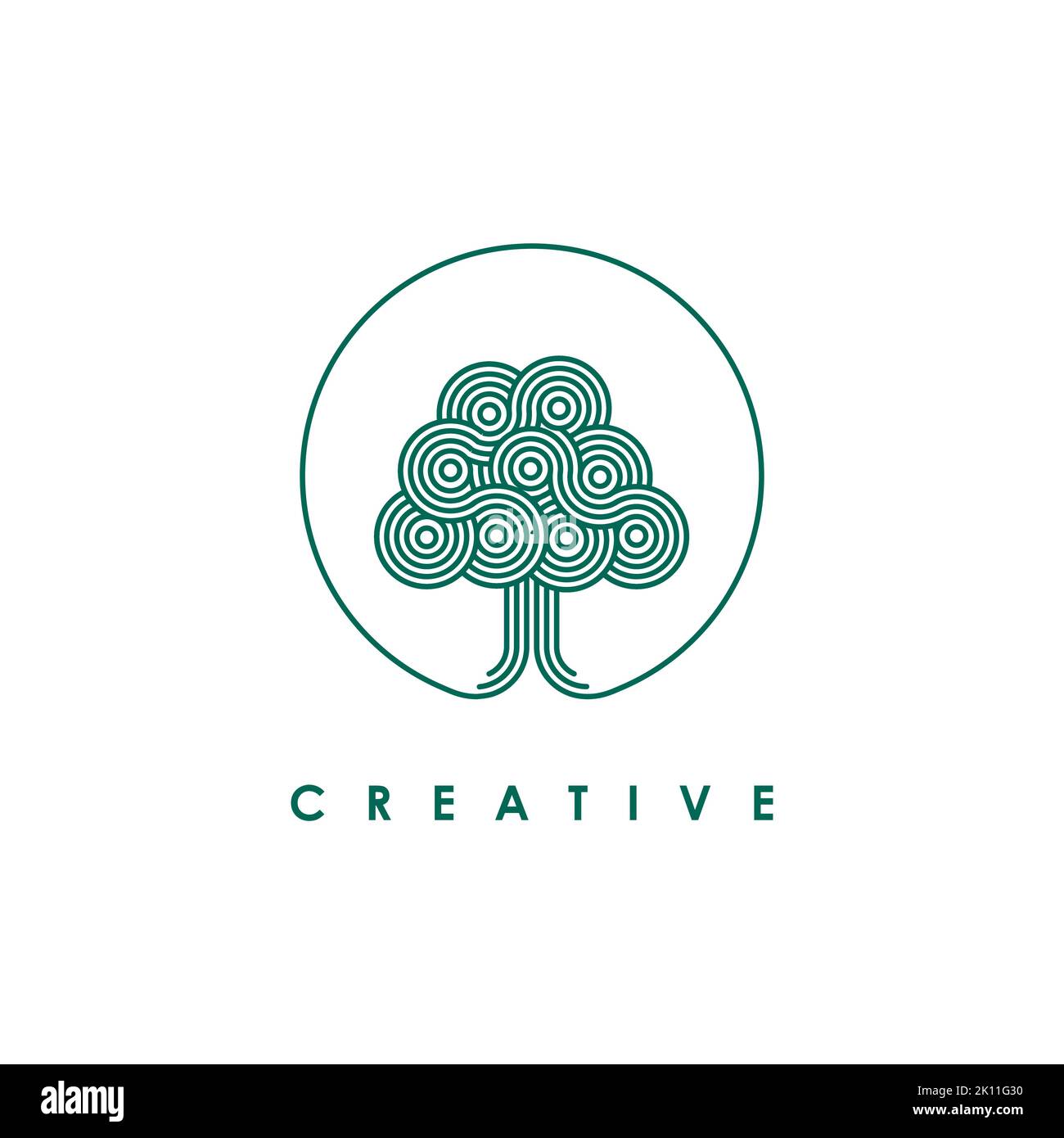 Abstract tree logo design vector template. creative linear tree icon ...