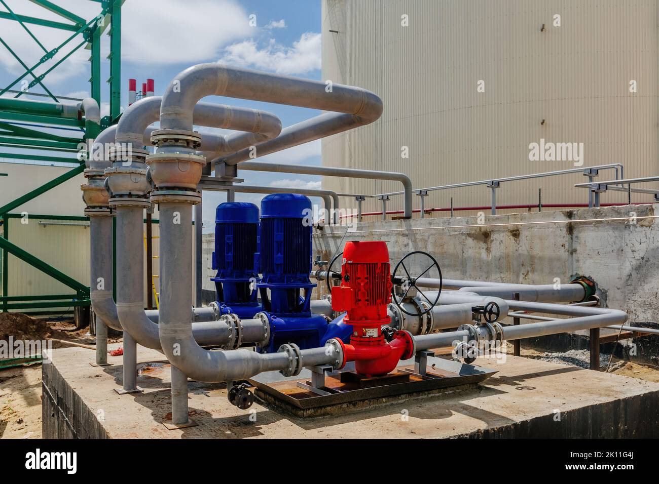 Steel pipes with pumps and valves in the factory Stock Photo - Alamy