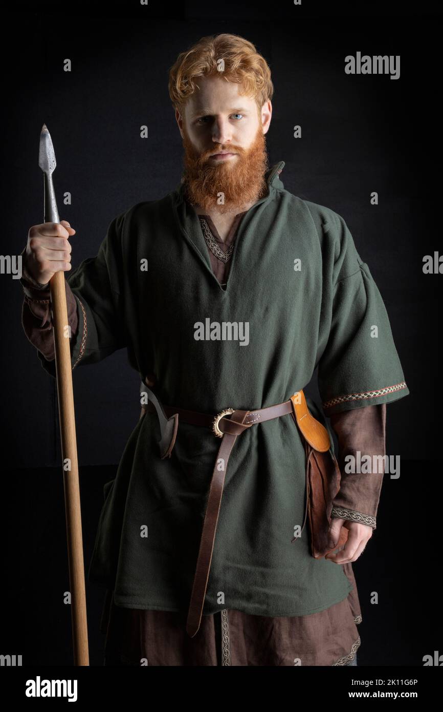 A Viking, dark ages, or high fantasy man with red hair and beard Stock ...