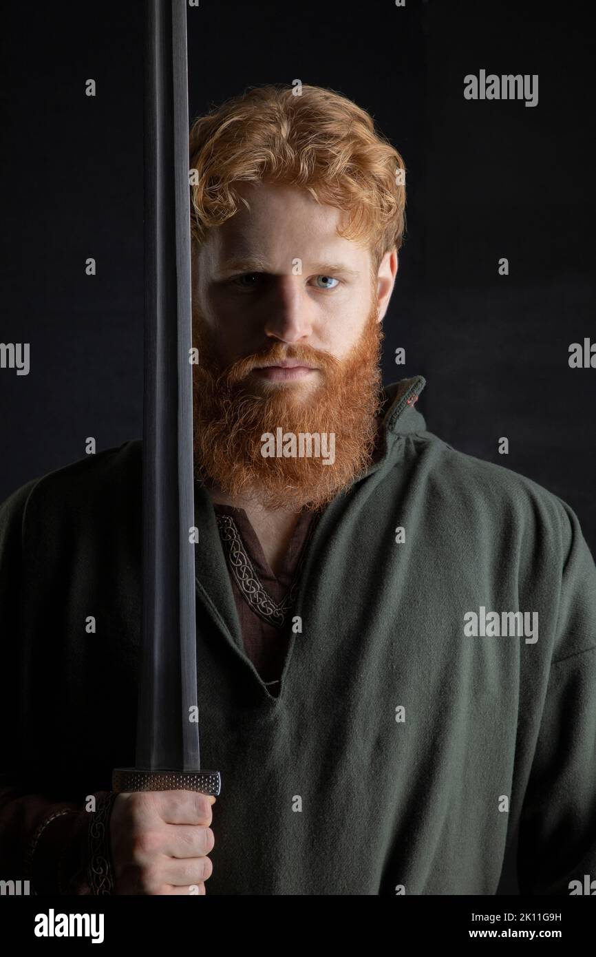 A Viking, dark ages, or high fantasy man with red hair and beard Stock ...