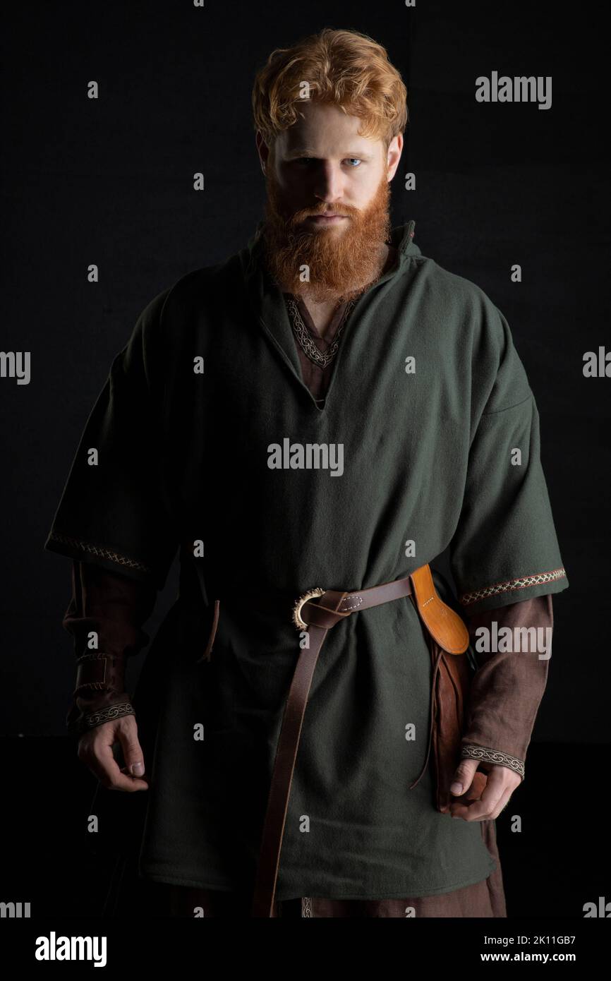 A Viking, dark ages, or high fantasy man with red hair and beard Stock ...