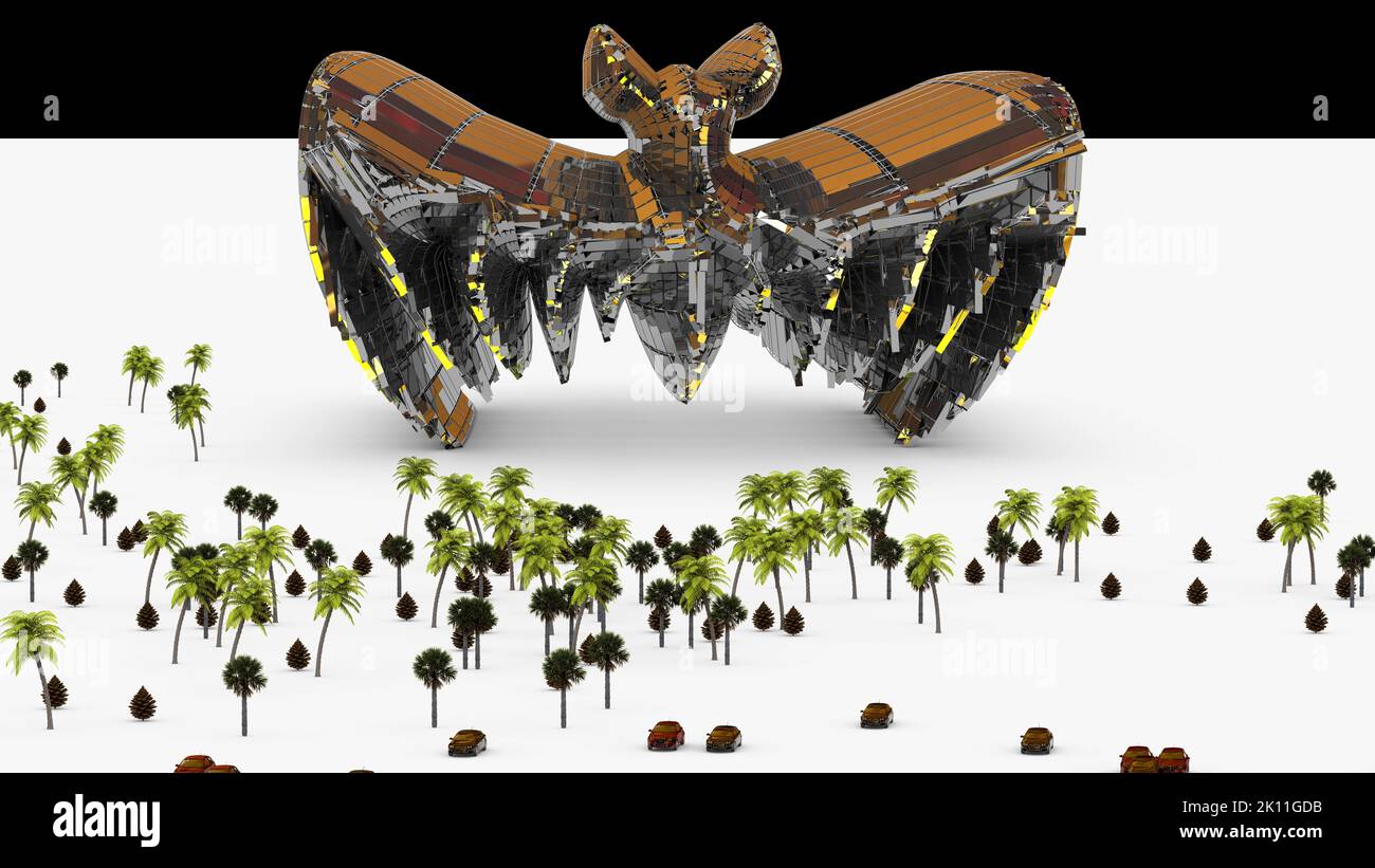 A 3D Illustration of an architectural structure based on the shape and ...