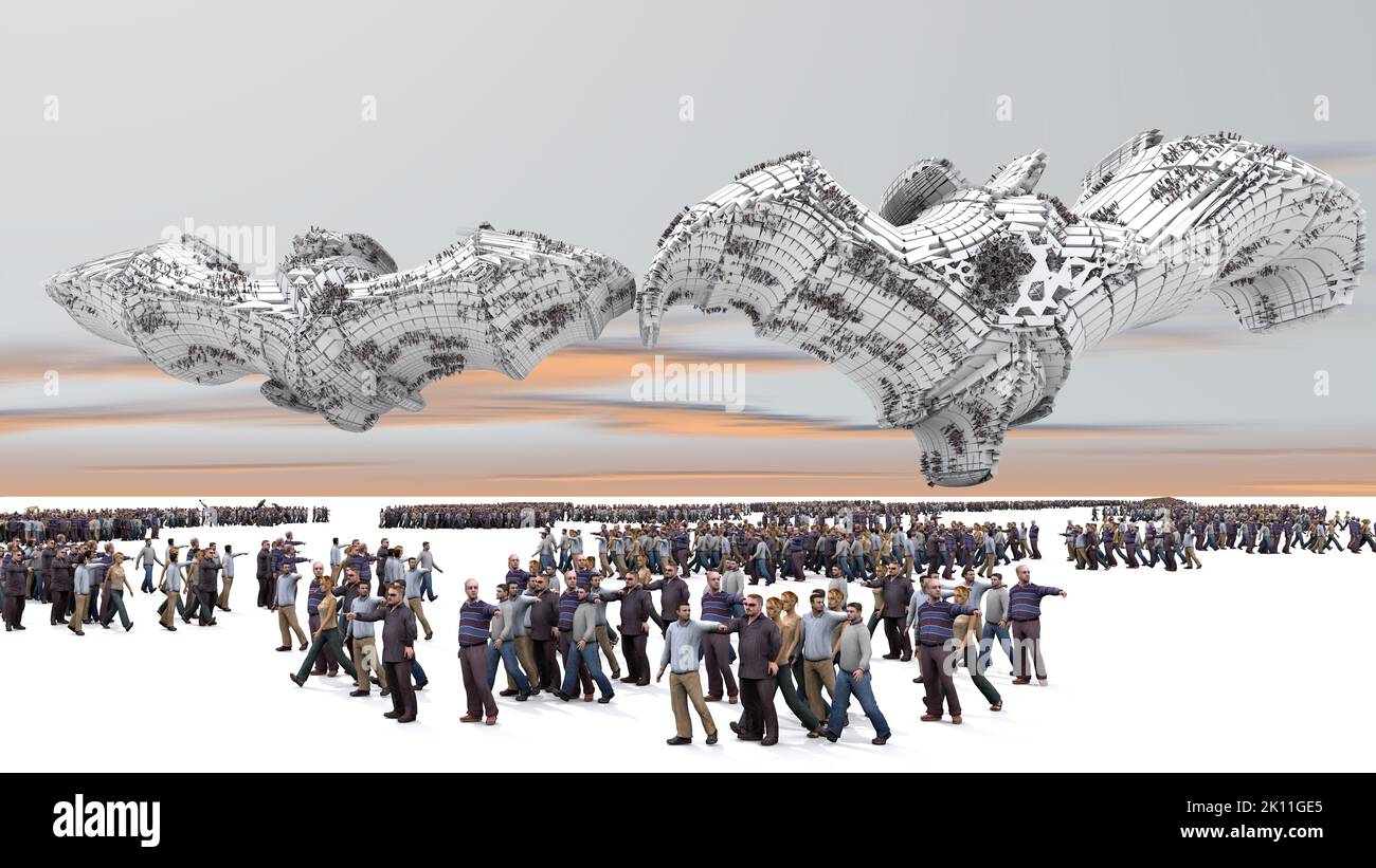 A 3D Illustration of an architectural structure based on the shape and ...