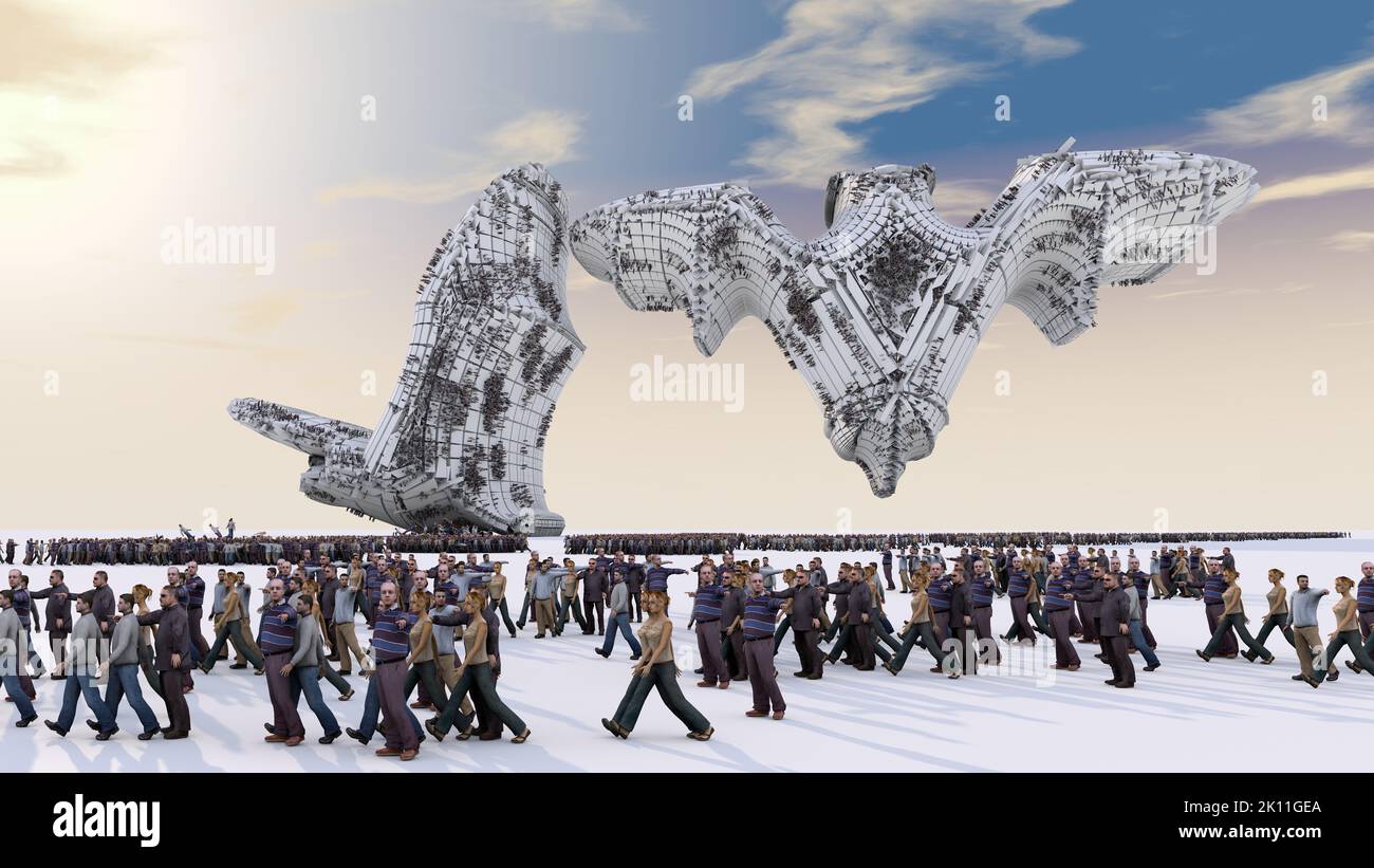 A 3D Illustration of an architectural structure based on the shape and ...