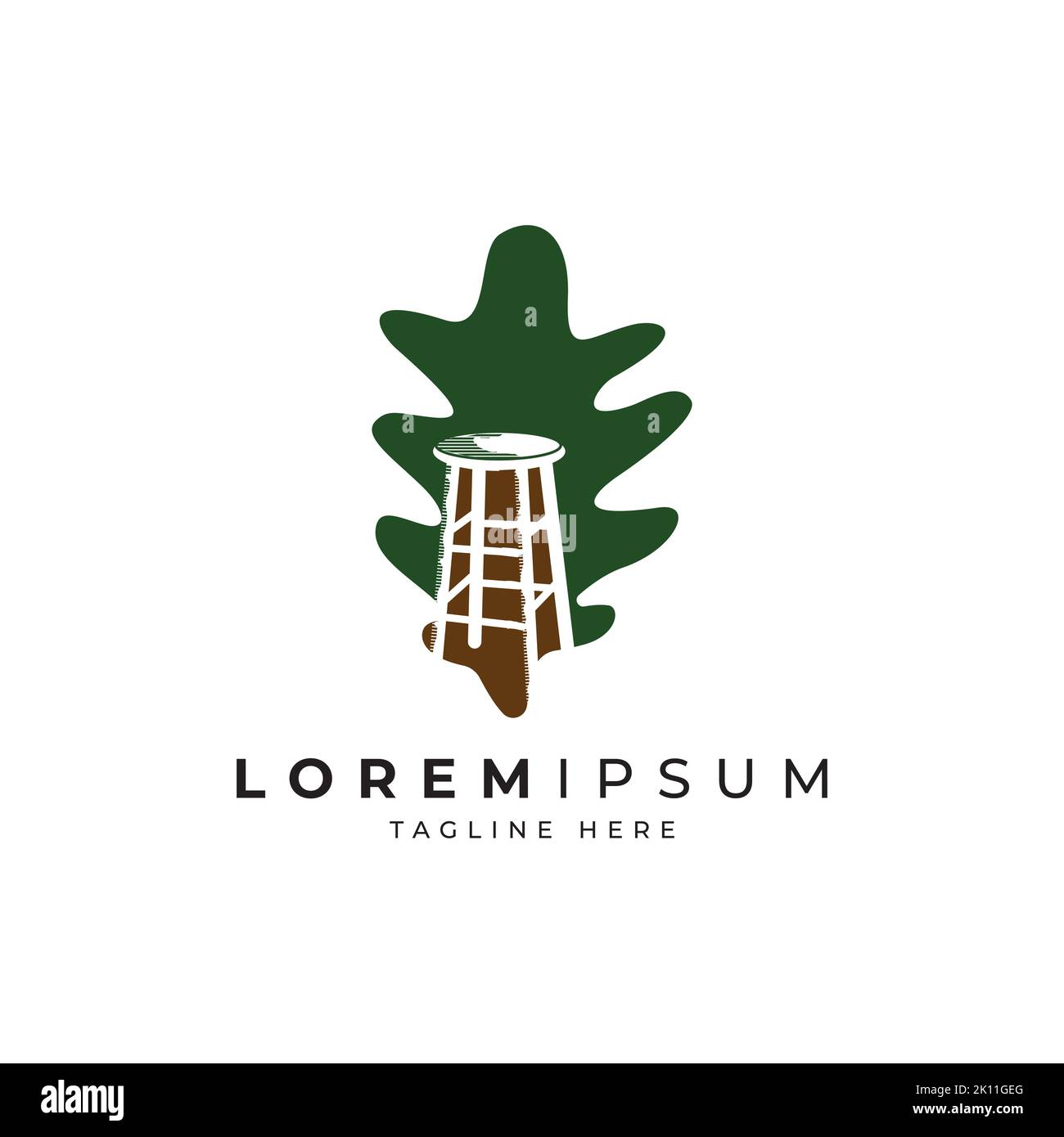 furniture logo design with leaf symbol. chair with leaf illustration ...