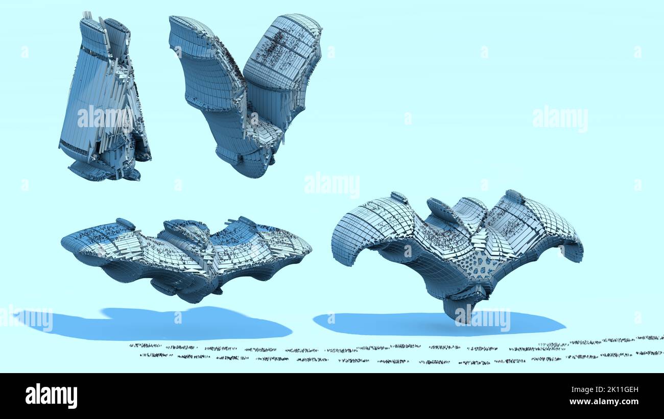 A 3D Illustration of an architectural structure based on the shape and ...
