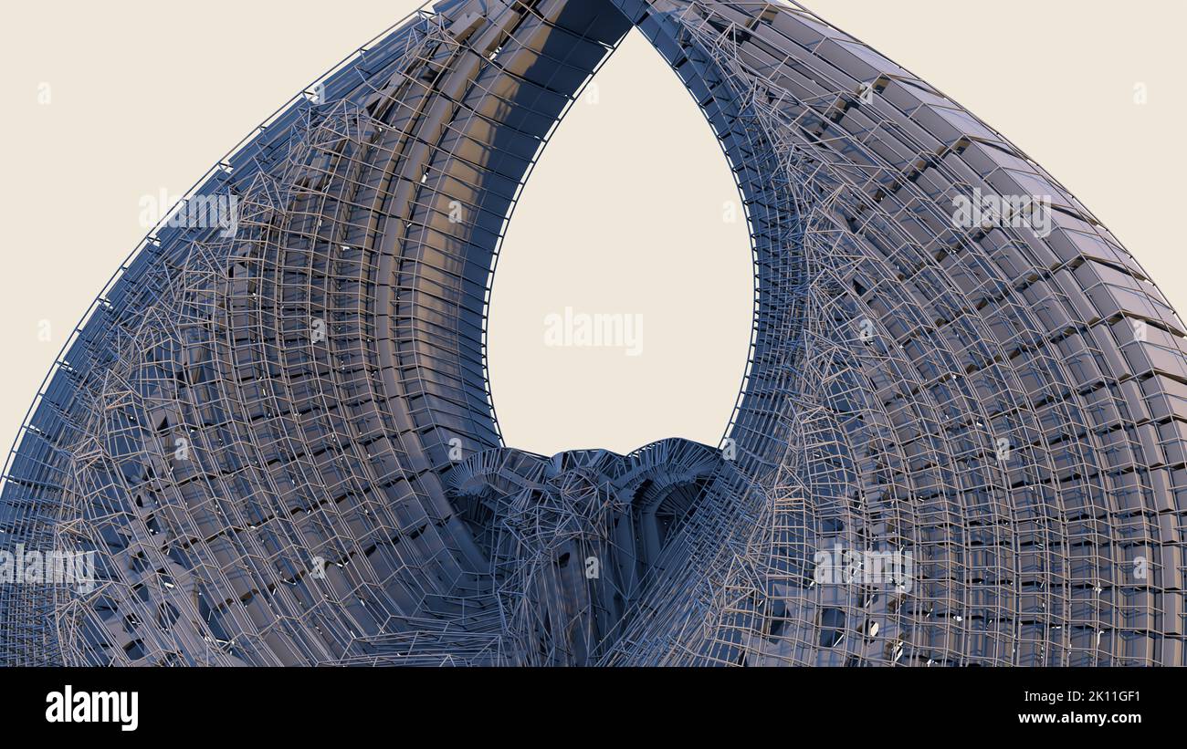 A 3D Illustration of an architectural structure based on the shape and ...