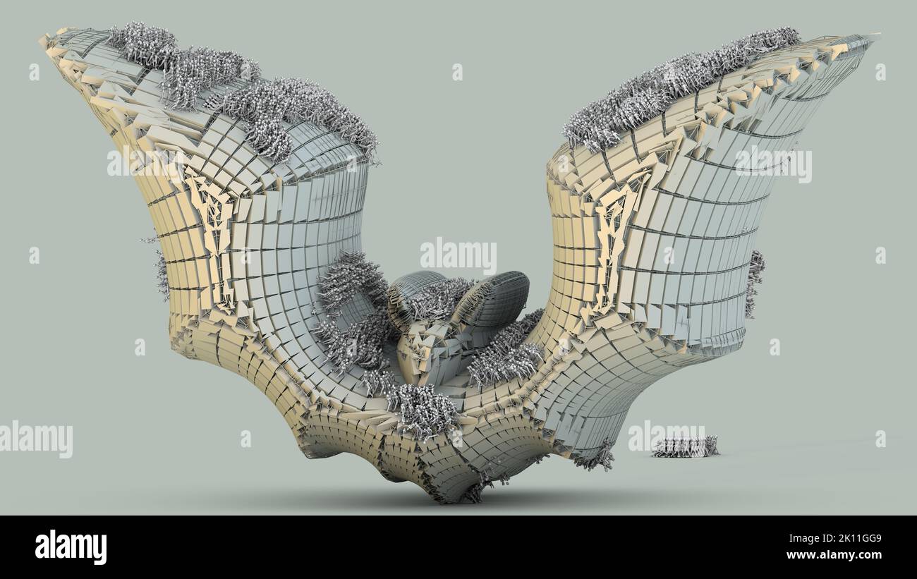 A 3D Illustration of an architectural structure based on the shape and ...