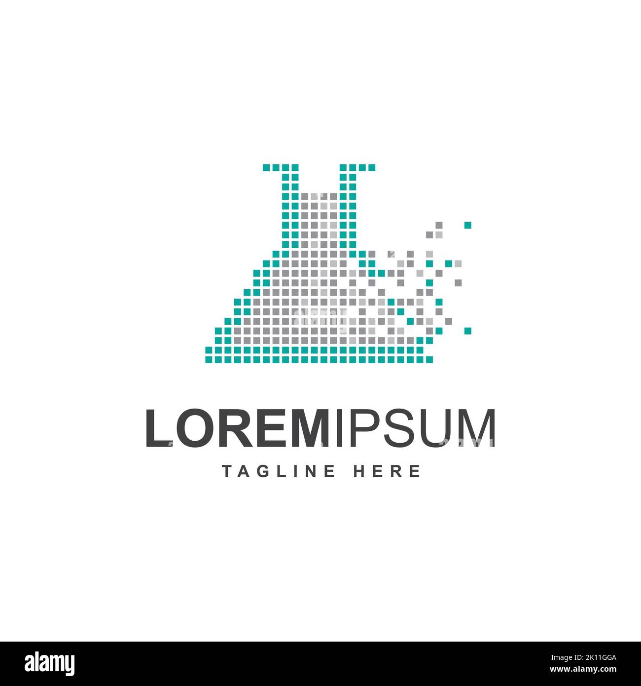 test tube laboratory with pixel symbol logo design template Stock ...