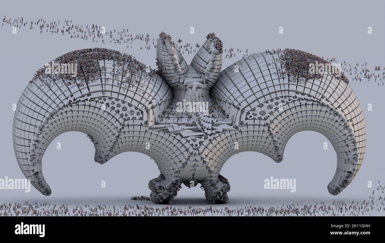 A 3D Illustration of an architectural structure based on the shape and ...