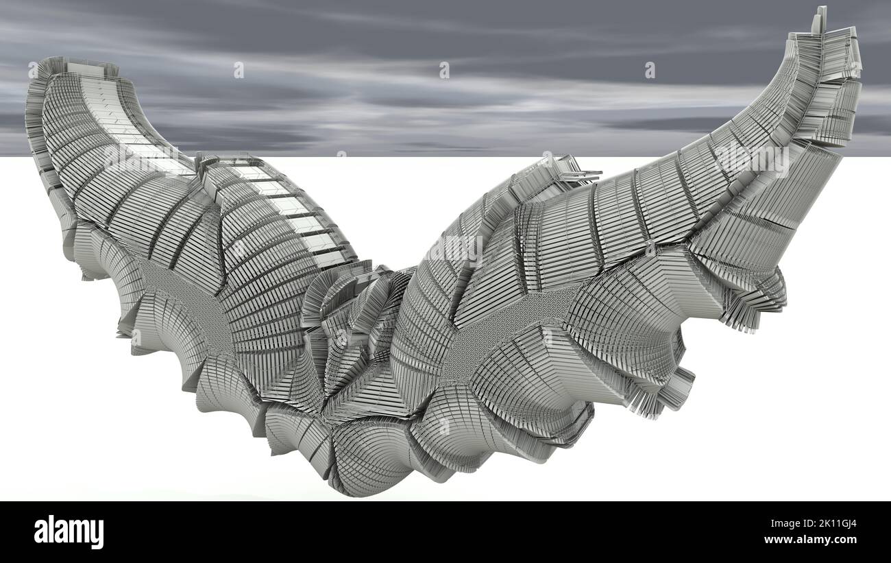 A 3D Illustration of an architectural structure based on the shape and ...