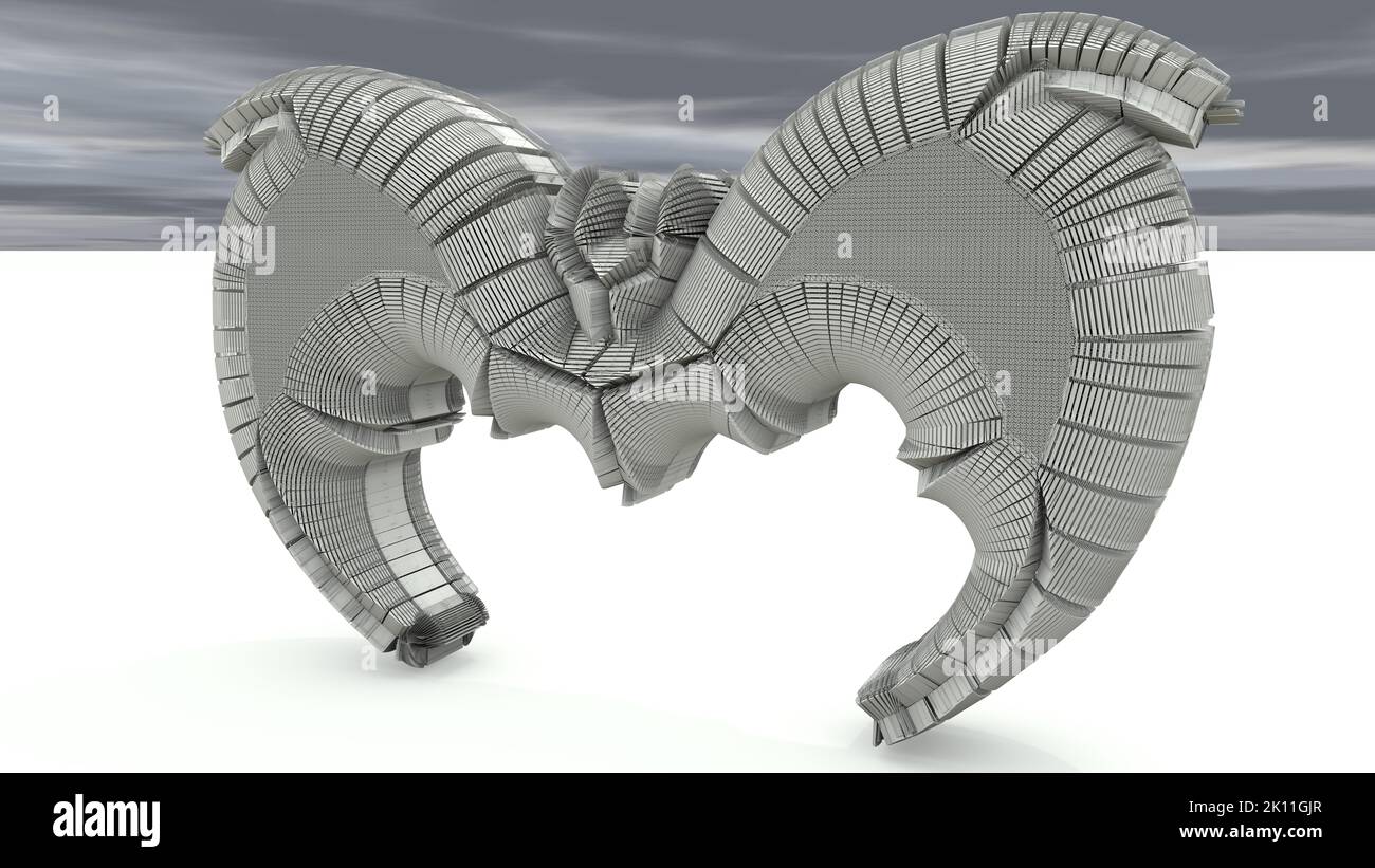 A 3D Illustration of an architectural structure based on the shape and ...