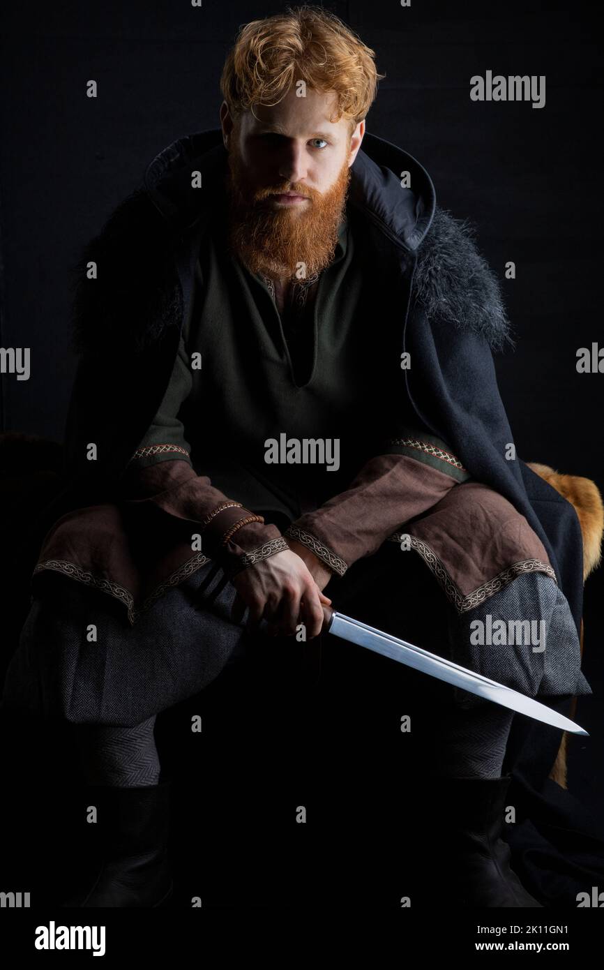 A Viking, Saxon, medieval, or fantasy man with red hair and beard Stock ...