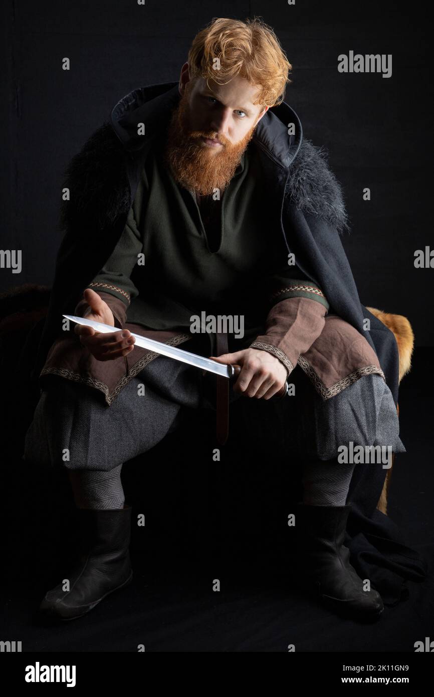 A Viking, Saxon, medieval, or fantasy man with red hair and beard Stock ...