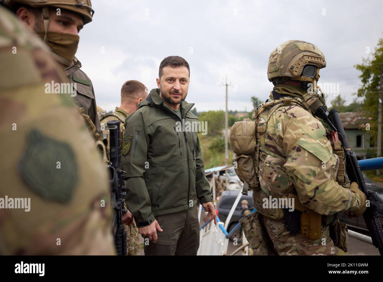 Izium, Ukraine. 14th Sep, 2022. Ukrainian President Volodymyr Zelenskyy ...