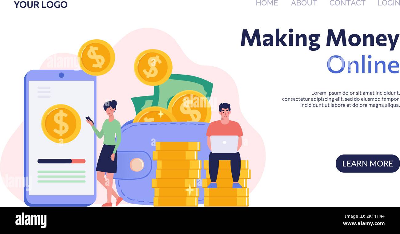 Making money online, freelancing, earning at home, remote work concept ...