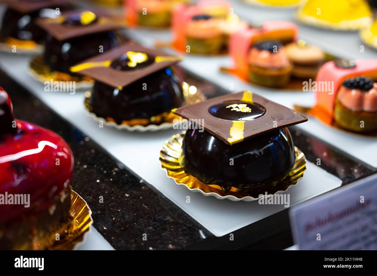 Austrian desserts, different types of chocolate and fruit cakes in ...