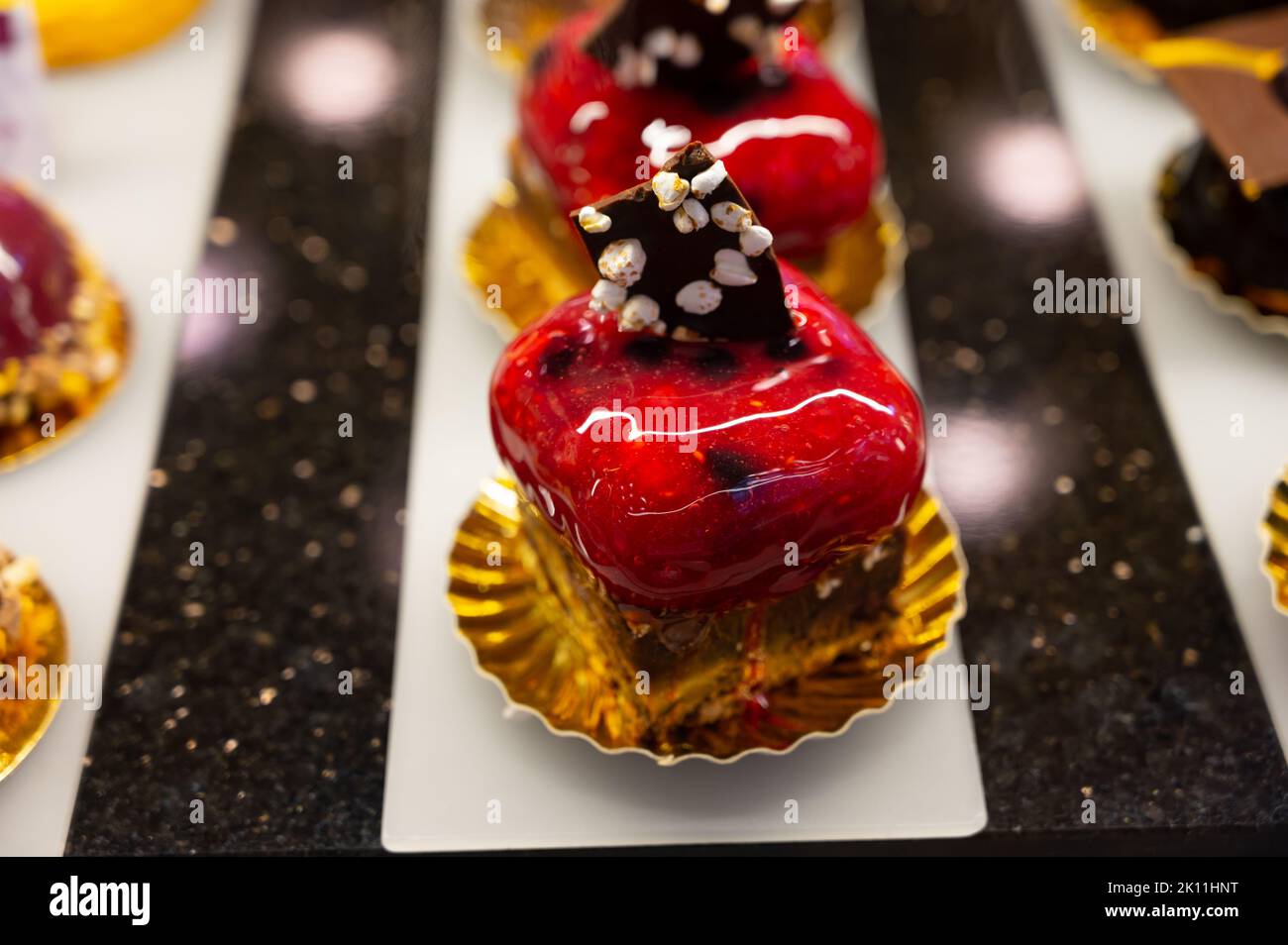 Austrian desserts, different types of chocolate and fruit cakes in ...