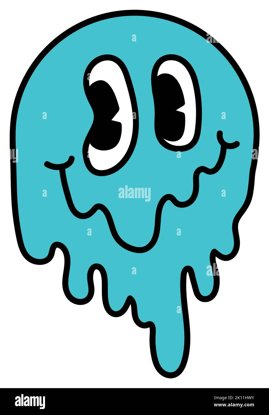 Isolated colored bizarre retro happy face emote Vector Stock Vector ...