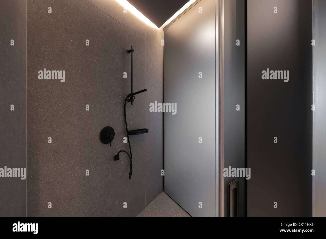 Modern shower in the shower room interior Stock Photo - Alamy