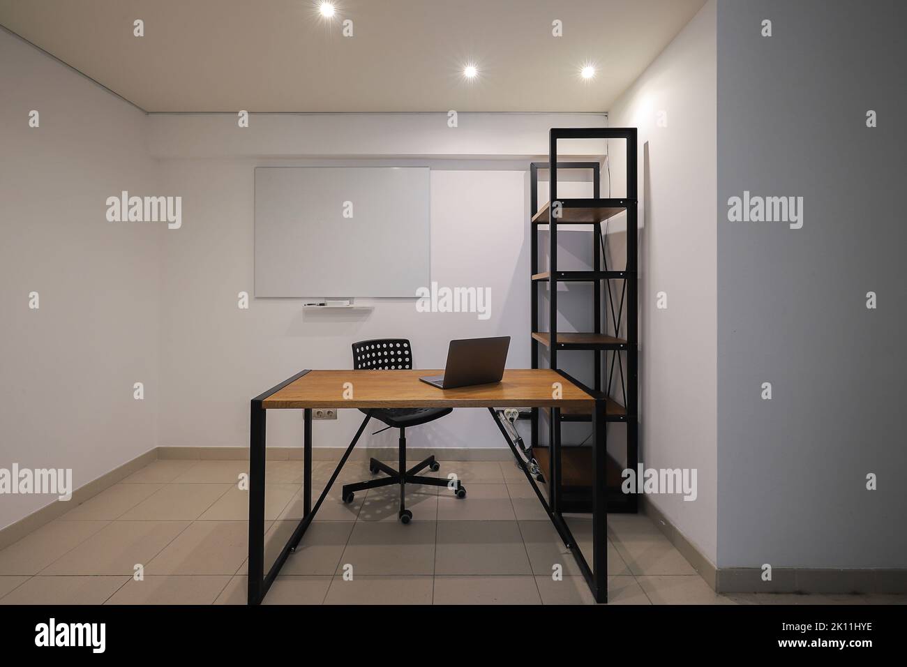 Notebook on the table in the home office interior Stock Photo - Alamy