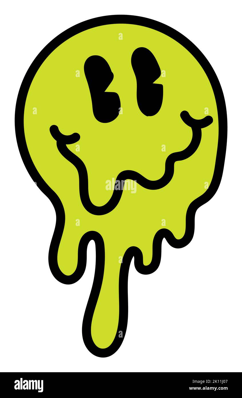 Isolated colored bizarre retro happy face emote Vector Stock Vector ...