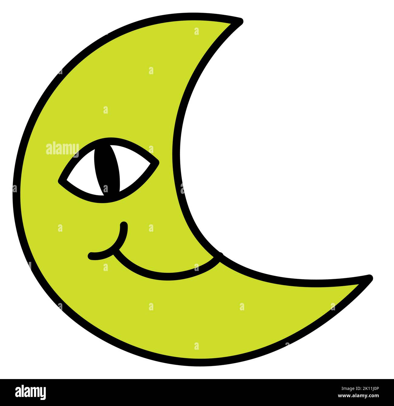 Isolated cute happy moon groovy emote icon Vector Stock Vector Image ...