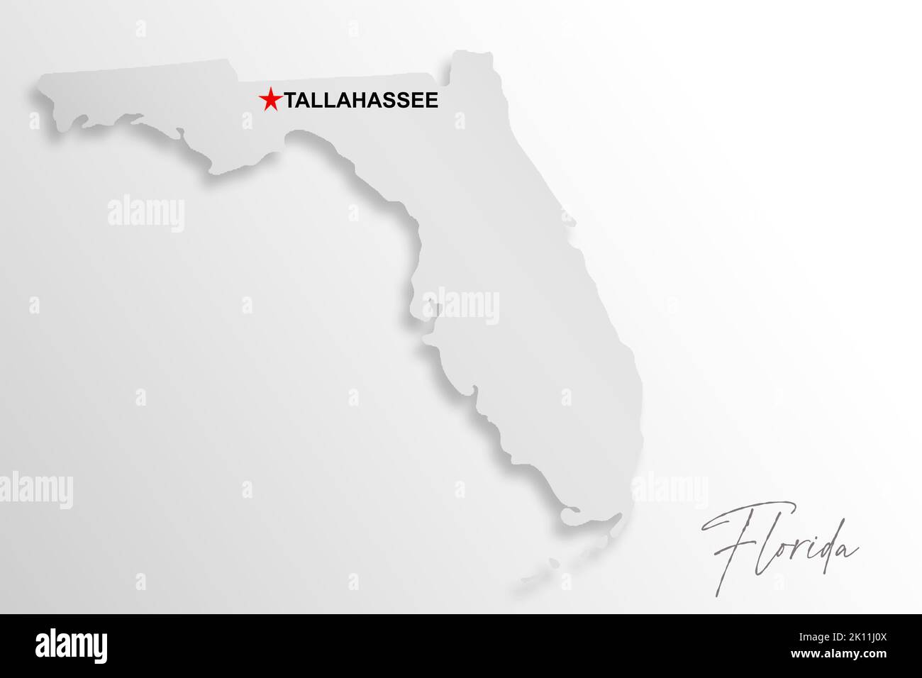 Florida map isolated on white background, 3d rendering Stock Photo - Alamy