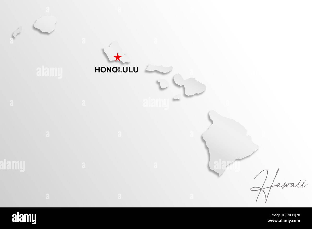 Hawaii map isolated on white background, 3d rendering Stock Photo - Alamy