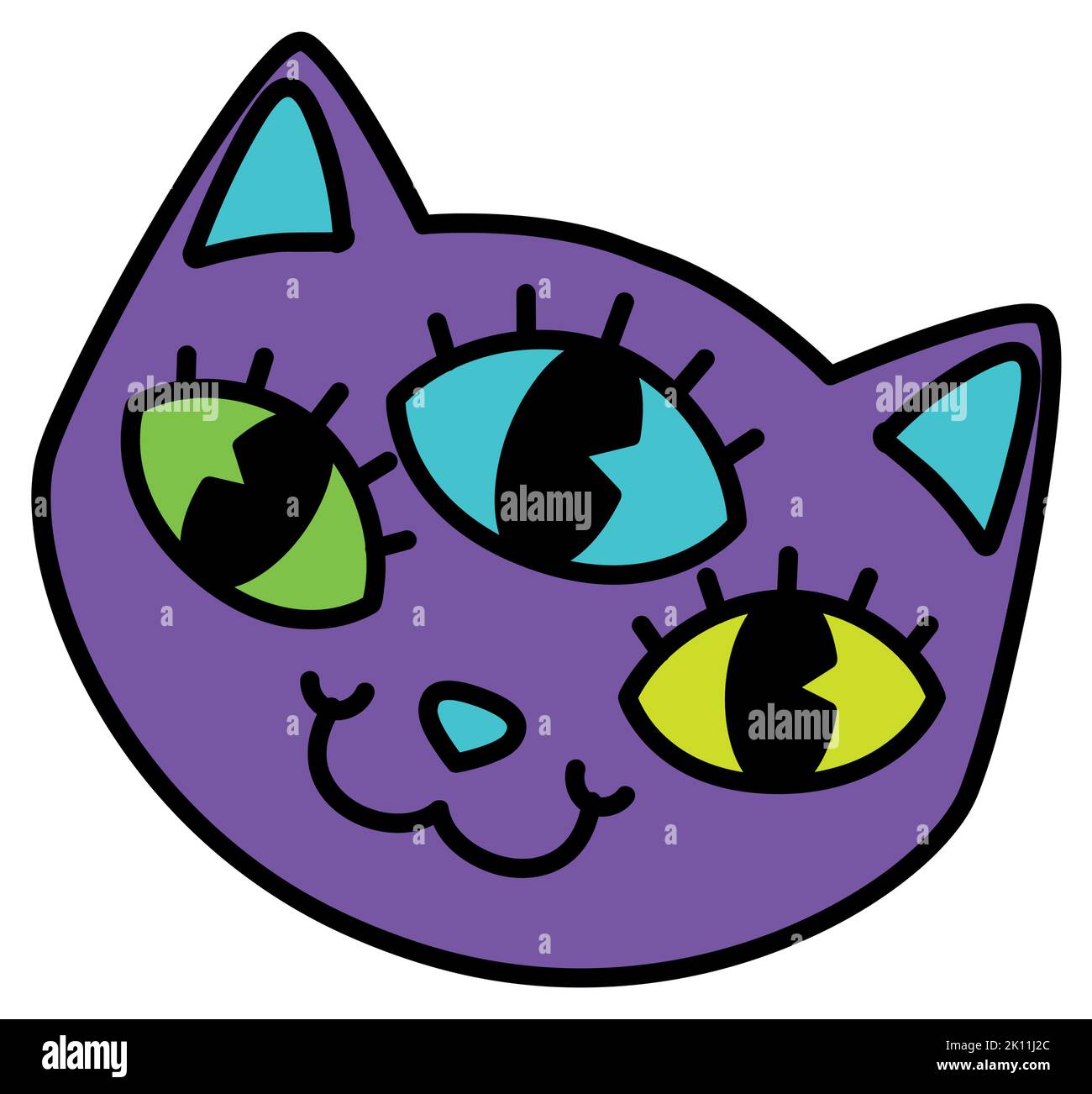 Isolated cute happy cat groovy animal emote icon Vector Stock Vector ...