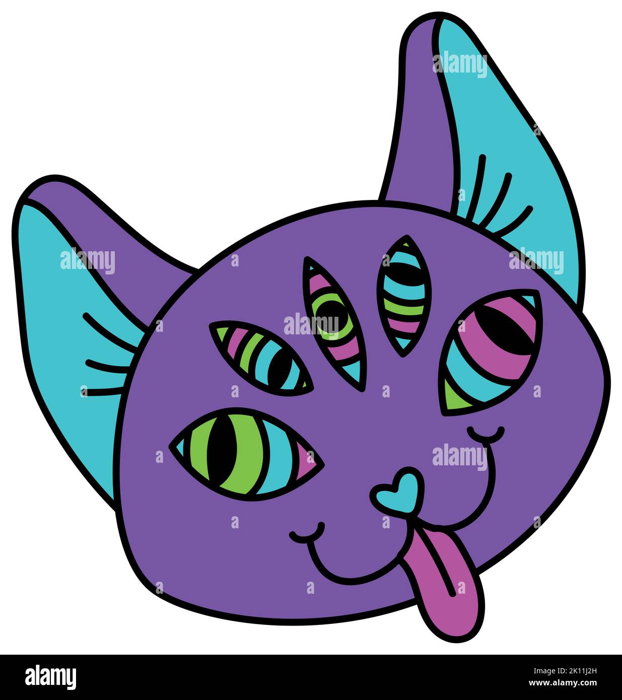 Isolated cute happy cat groovy animal emote icon Vector Stock Vector ...