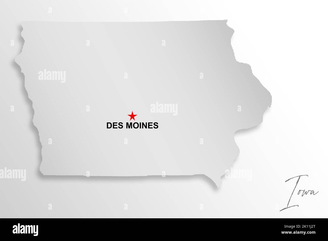 Iowa map isolated on white background, 3d rendering Stock Photo - Alamy