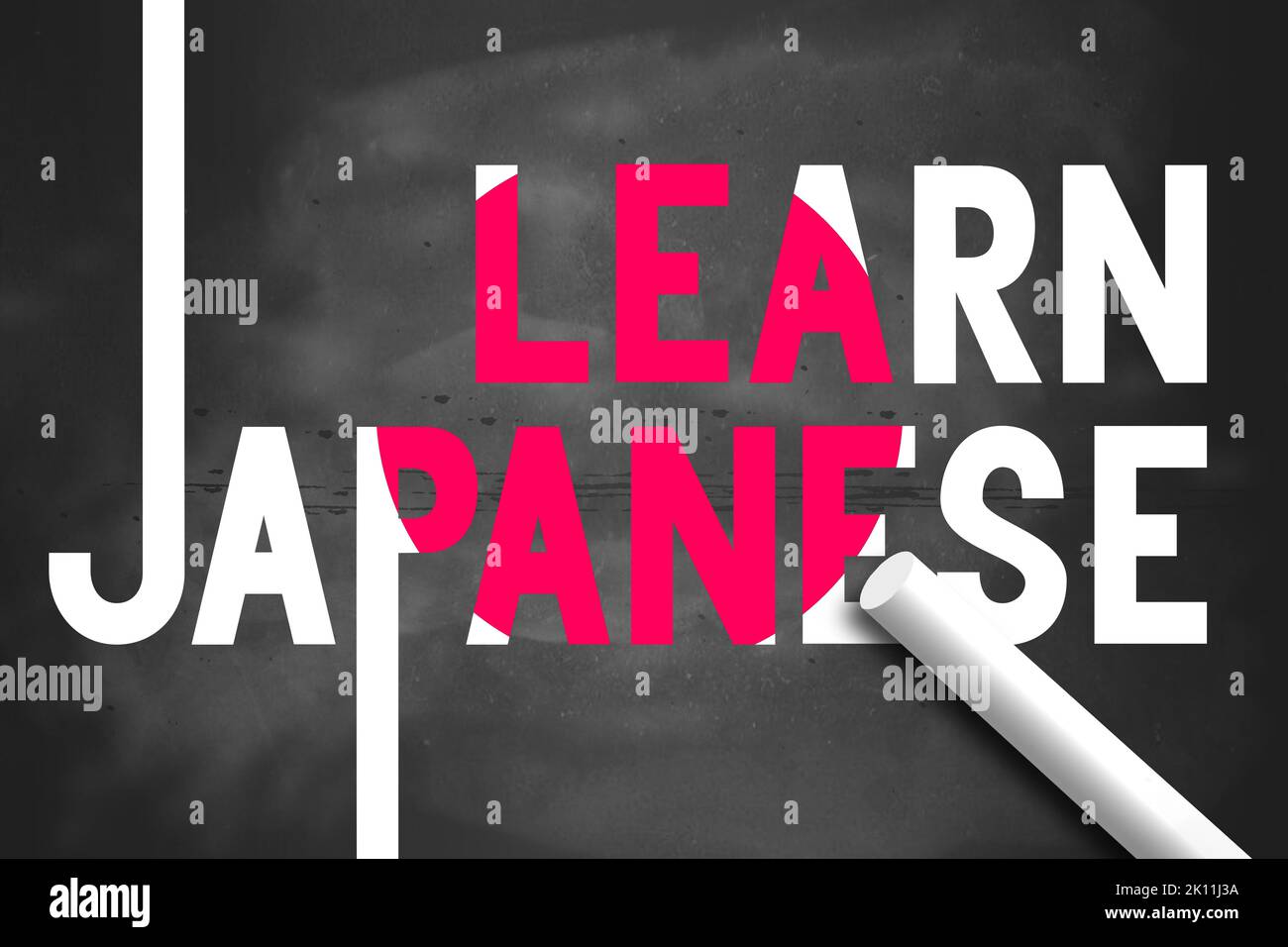 Learn Japanese with Japan flag color on chalkboard, 3d rendering Stock ...